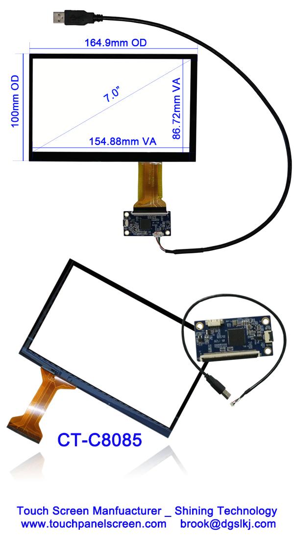 ROHS 7 Inch Touch Screen Monitor Projected Capacitive PCAP Touchscreen