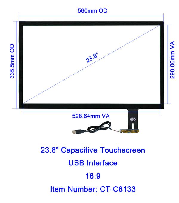 23.8 Inch USB Touch Screen Display Projected Capacitive ILITEK2302 IC