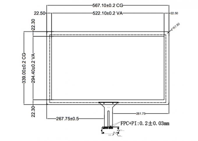 23.6" ITO GG Touch Panel PCAP Touchscreen Component With ILITEK Controller