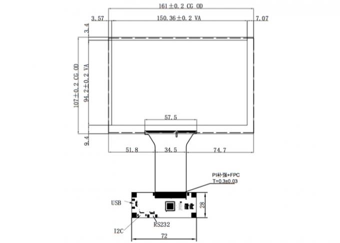 7 Inch PCAP Touch Screen Overlay With ILITEK 2511 USB Interface Plug ...